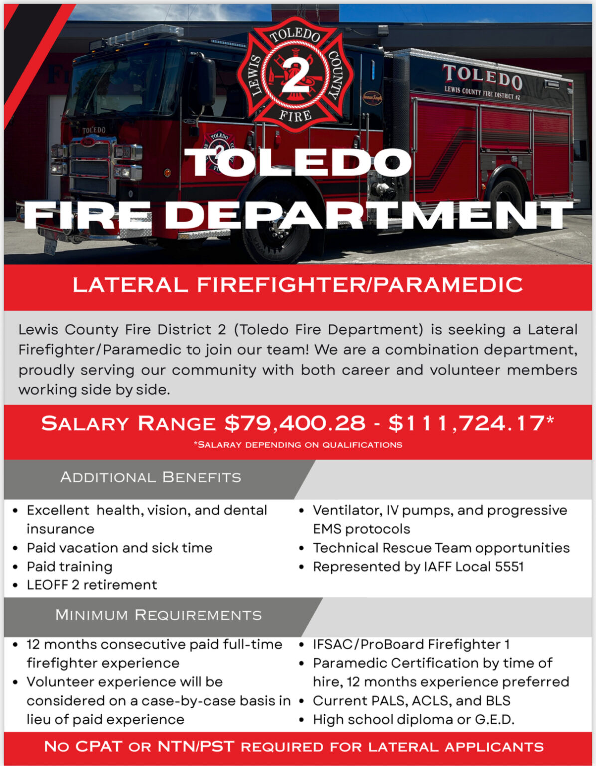 WA - Firefighter/Paramedic - Lateral - Lewis County Fire District 2 ...