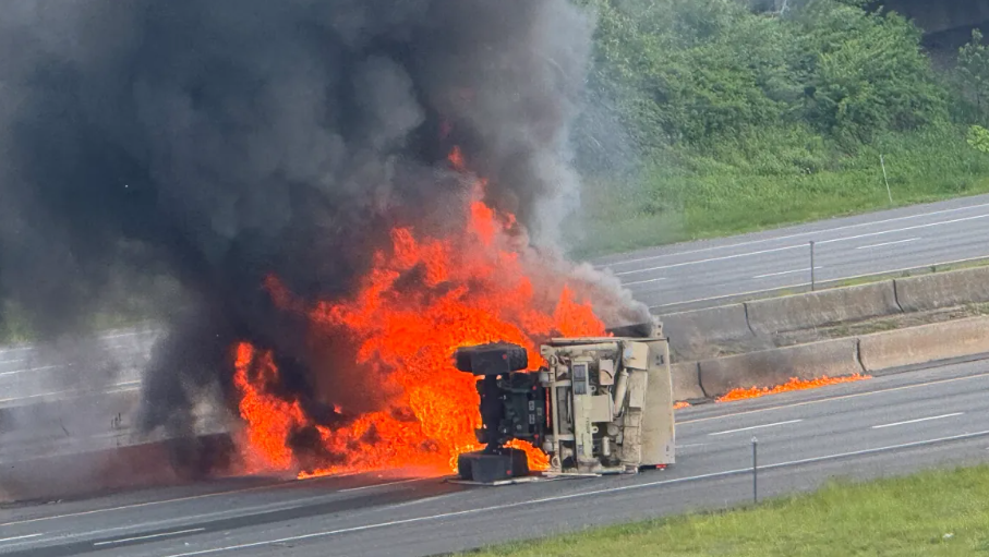 Massachusetts National Guard truck catches fire on I-84 in Connecticut ...