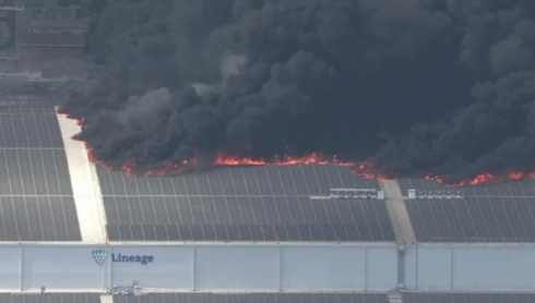 VIDEOS: Massive fire at a warehouse in Los Angeles; Ammonia leak ...